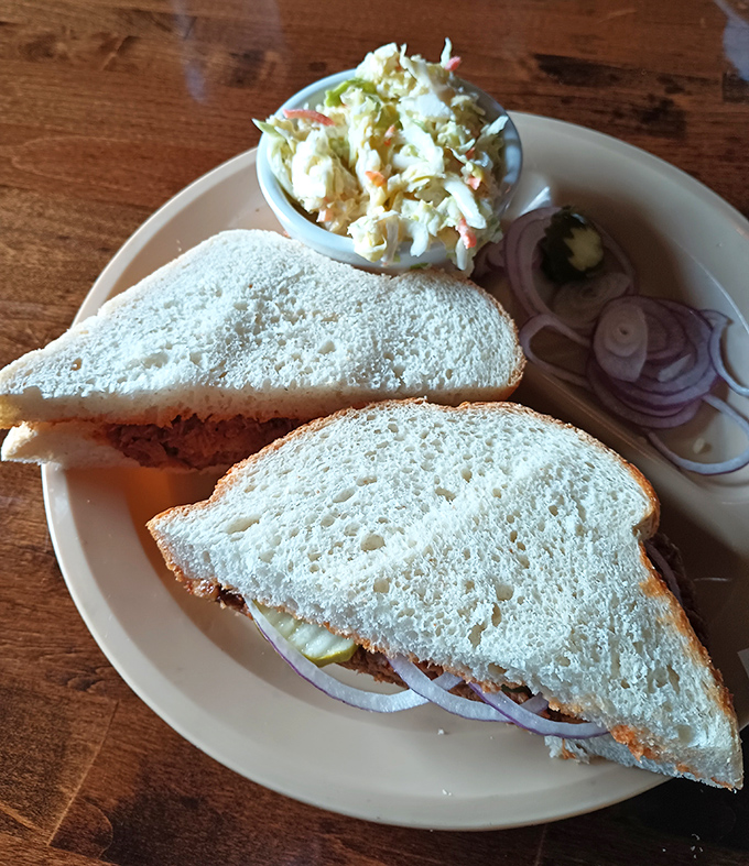 This pulled pork sandwich doesn't just satisfy hunger&mdash;it resolves it completely, with creamy coleslaw providing the perfect cool counterpoint.