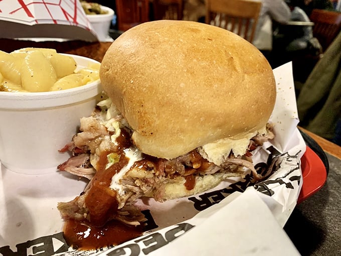Behold the pulled pork sandwich in its natural habitat&mdash;a masterpiece of smoke and patience that makes you question all other sandwiches.