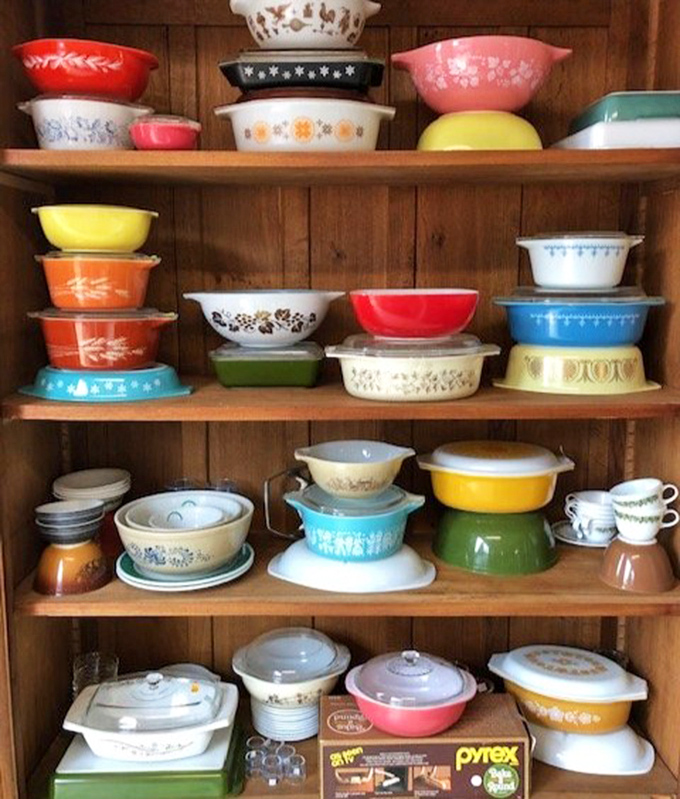 Pyrex paradise! These colorful vintage bowls have survived thousands of potlucks and still look better than anything at your local big box store.