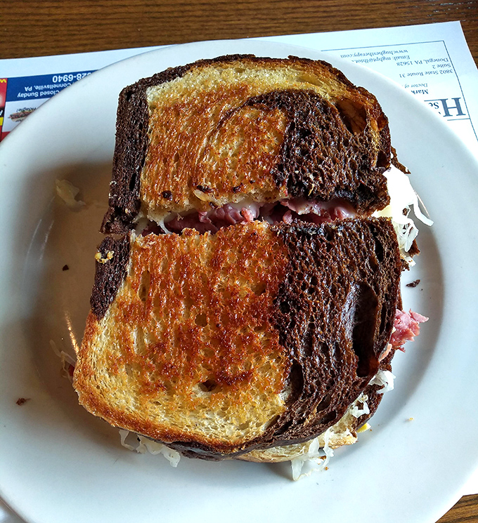 The Reuben that launched a thousand food pilgrimages&mdash;perfectly grilled rye holding a mountain of corned beef and sauerkraut.