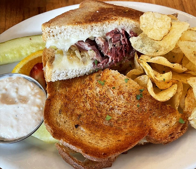 Behold the legendary Lucky Reuben in all its glory&mdash;where house-made corned beef and melty Swiss create a sandwich worth crossing state lines for. 
