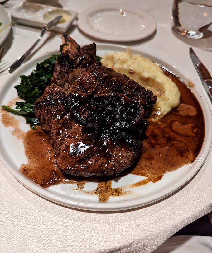 This isn't just a steak&mdash;it's a masterpiece of meat architecture. The ribeye's perfect char gives way to buttery tenderness that haunts dreams.