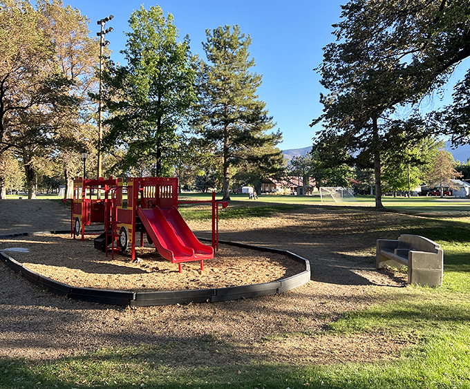 This playground in Susanville's community park proves affordable living doesn't mean sacrificing family-friendly spaces where kids can still be kids.