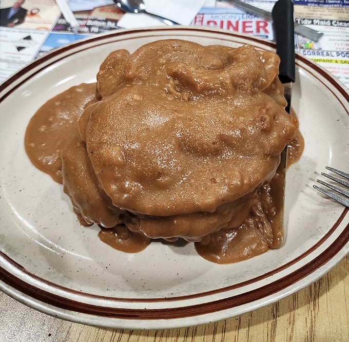 Behold the legend itself: tender roast beef swimming in gravy so good, it could make a grown person reconsider their life choices.