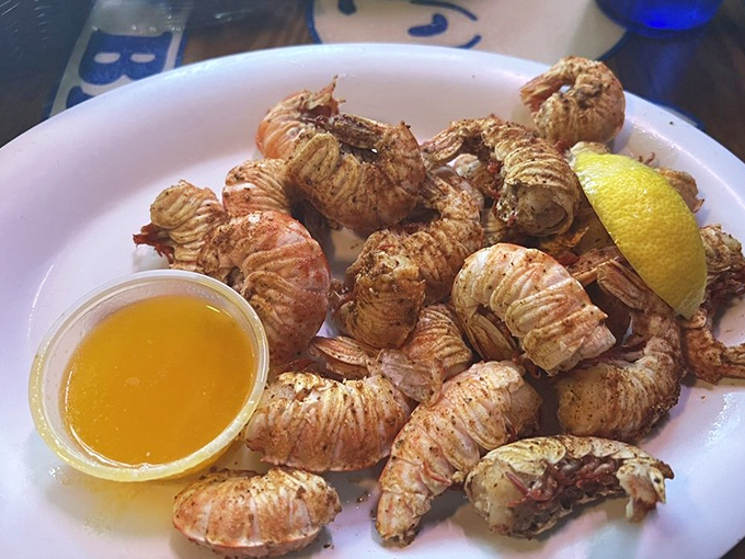 Rock shrimp in all their golden-fried glory &ndash; these little crustacean cousins to lobster are what food dreams are made of.