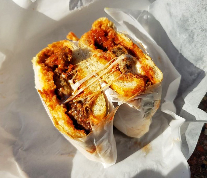 Behold the meatball sandwich that defies physics &ndash; somehow staying together despite its glorious, sauce-dripping abundance.