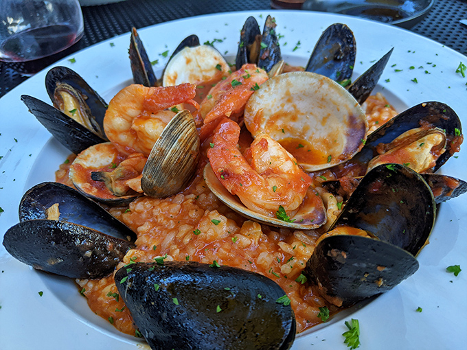 Ocean meets comfort in this seafood risotto&mdash;mussels and clams standing at attention around a creamy rice island of flavor.