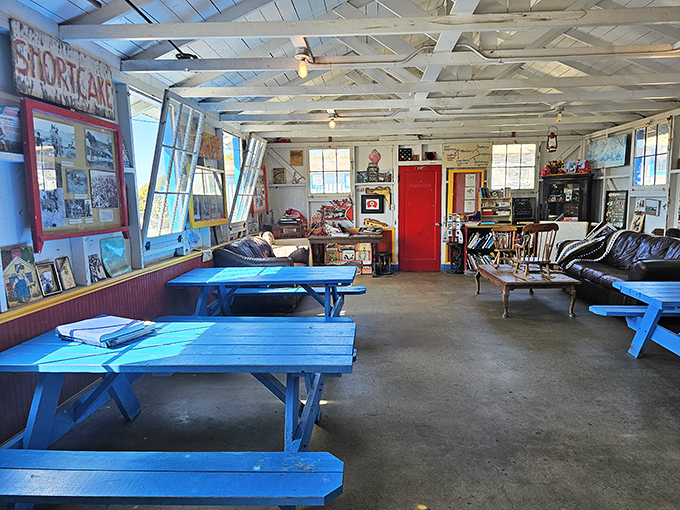 Inside the farm stand, time slows down by design. Board games, comfy couches, and blue picnic tables invite you to do something radical&mdash;actually relax.