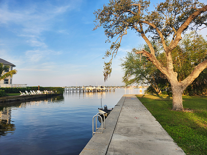 Tranquil waterfront walkways invite morning strolls and sunset contemplation, where nature and civilization find perfect harmony.