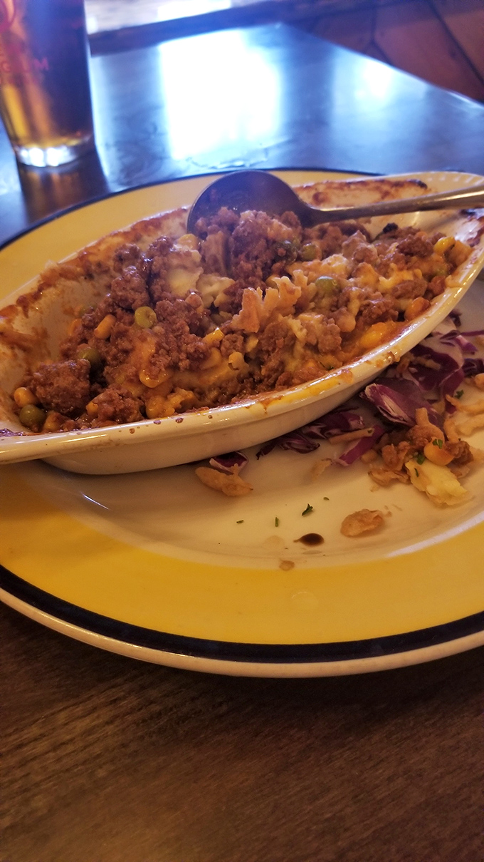 Not your cafeteria lady's shepherd's pie! This hearty boat of seasoned ground beef, vegetables, and creamy potatoes could make a Brit homesick.