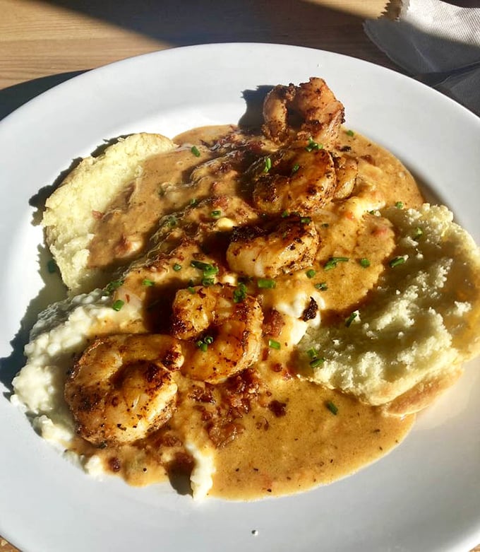 Behold the shrimp and grits that started all the fuss – perfectly seasoned and worth every calorie.