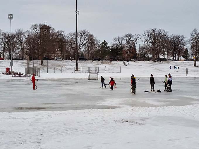 Winter skating where kids still outnumber smartphones, and falling is part of the charm.