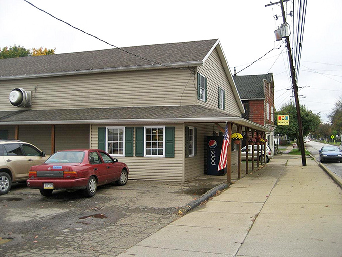 Small-town storefronts with character you can't manufacture. In Titusville, even the Pepsi machine looks like it belongs in a Norman Rockwell painting. 