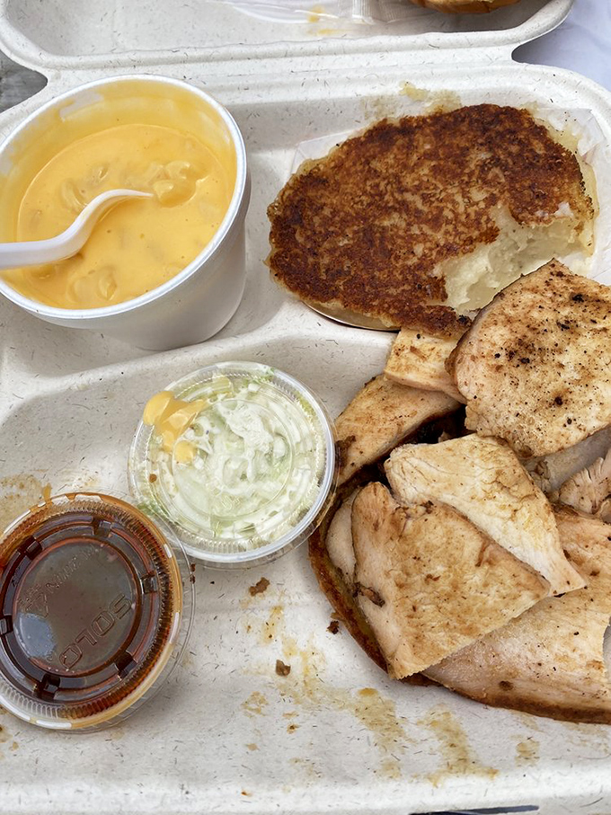 This smoked turkey plate isn't just lunch; it's edible evidence that poultry can hold its own in the barbecue hierarchy.