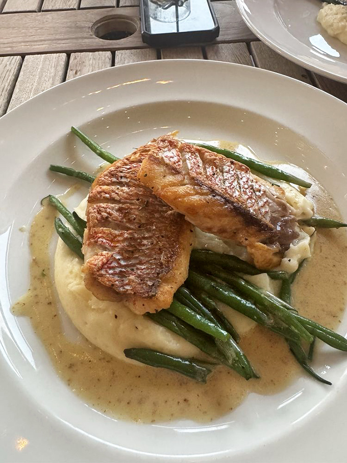 Perfectly seared snapper resting on creamy grits &ndash; this is what Florida dining dreams are made of.