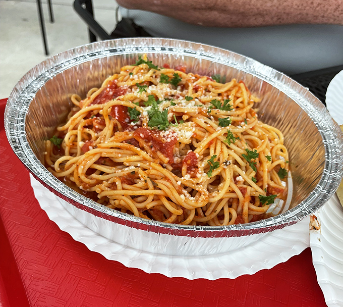 Spaghetti that doesn't apologize for being exactly what it should be&mdash;a tangle of perfectly cooked pasta embraced by a sauce that means business.
