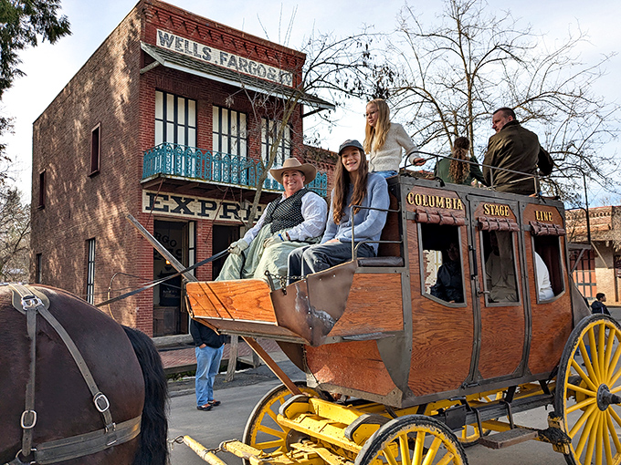All aboard! The stagecoach experience at Columbia isn't just transportation &ndash; it's time travel with leather suspension and wooden wheels.
