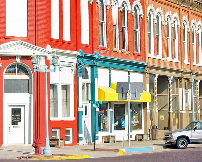 Splashes of color punctuate Webster Street's historic buildings, like exclamation points in Willa Cather's prairie prose.