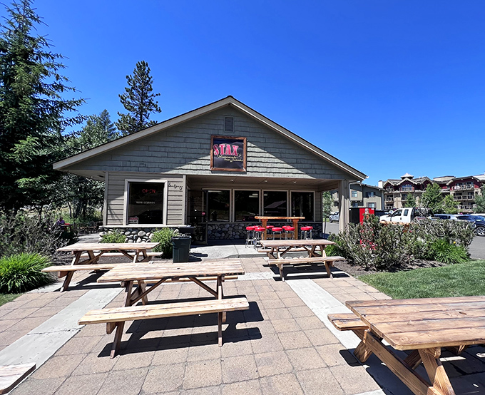 STAX serves up casual mountain dining with outdoor picnic tables that practically beg you to linger. The best meals always come with fresh air.