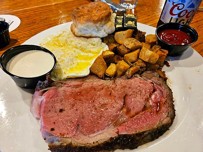 This prime rib isn't just cooked&mdash;it's been coaxed to perfection, with a rosy center that would make even the most jaded carnivore weak at the knees.