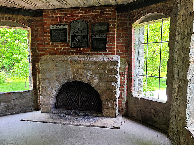 History meets hearth in this original fireplace, where you can almost hear the crackling of logs from a bygone era while reading about the castle's past.