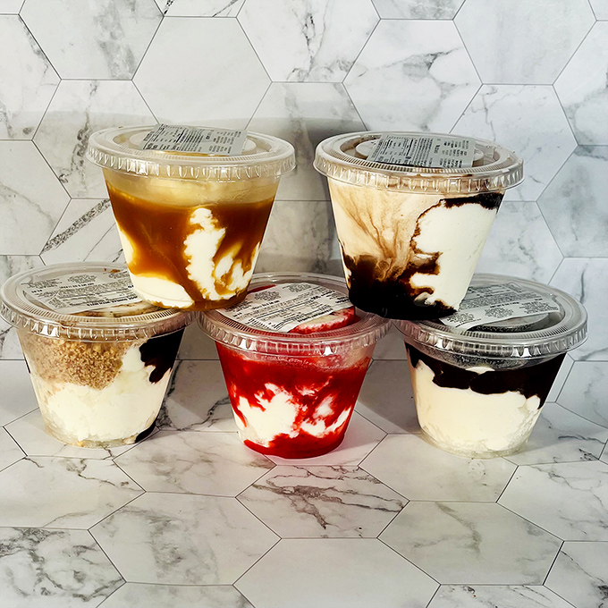 These sundaes aren't just desserts; they're edible works of art. The swirls of sauce create Jackson Pollock-worthy masterpieces that taste even better than they look. 