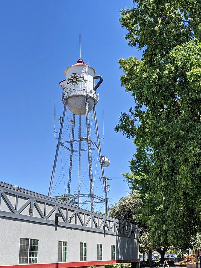 Not just any water tower &ndash; a giant Swedish coffee pot complete with handle and spout! Scandinavian whimsy meets practical infrastructure.