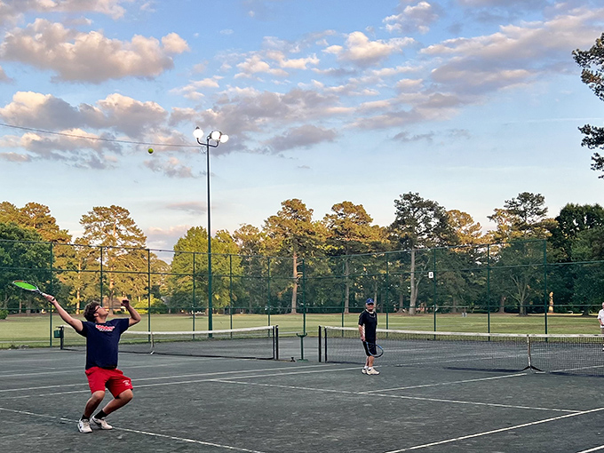 Morning tennis in Kinston: where the competition's friendly and nobody's keeping score (except Jerry, who always keeps score).