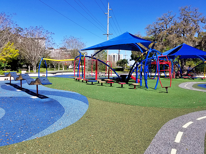 This playground isn't just for kids &ndash; it's a colorful reminder that retirement means having time to appreciate life's simpler joys.