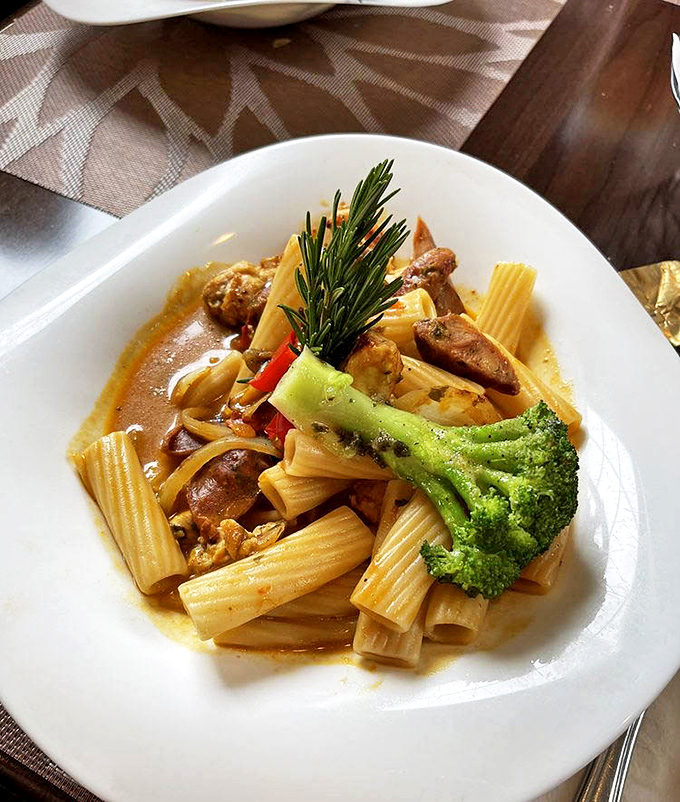 The legendary Ukrainian Stroganoff arrives like a pasta dream team&mdash;tender meat, vibrant vegetables, and a sauce you'll be tempted to drink directly from the plate.