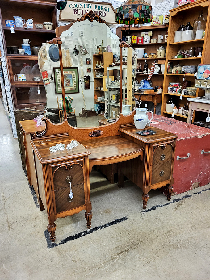 This isn't just a vanity&mdash;it's a piece of craftsmanship from when furniture was built to outlast its owners. Mirror, mirror on the wall&hellip; 
