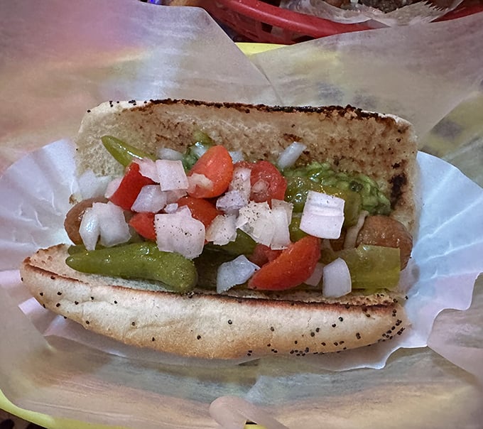 This Chicago-style beauty isn't just a hot dog&mdash;it's a garden party in a bun. Those fresh veggies add a crunch that makes your taste buds stand up and applaud.