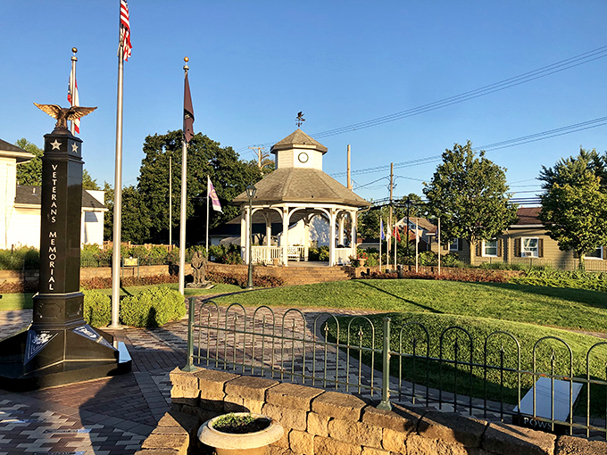 Veterans Memorial Park honors local heroes while providing peaceful green space for community gatherings.