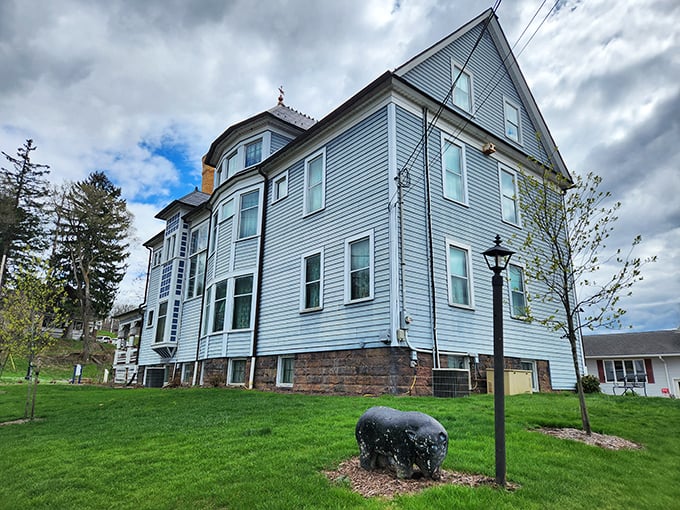 The Victorian House Museum isn't just blue&mdash;it's the kind of blue that makes you wonder if Victorian paint catalogs had colors named "Wistful Memories" or "Grandmother's Teacup."