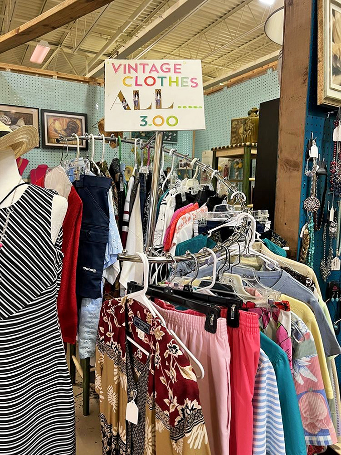 Vintage fashion at rock-bottom prices! Each hanger holds a story&mdash;perhaps your next conversation piece is hiding among these colorful threads.
