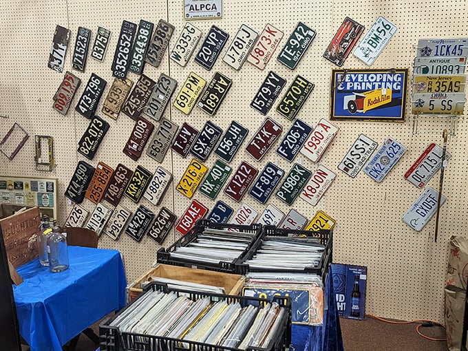 License plates tell America's road story decade by decade. Each rusty rectangle represents thousands of miles and countless journeys across the Buckeye State.