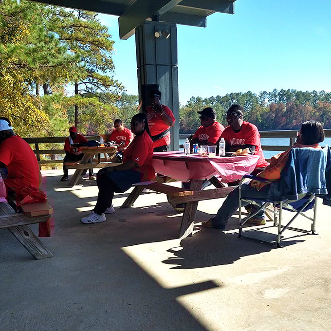Nothing beats gathering around picnic tables where the only deadline is deciding who's bringing the sweet tea tomorrow.