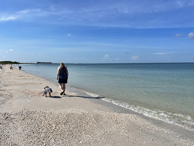 Where memories are made one footprint at a time. The gentle waves and shell-strewn shores create nature's perfect playground for all ages.