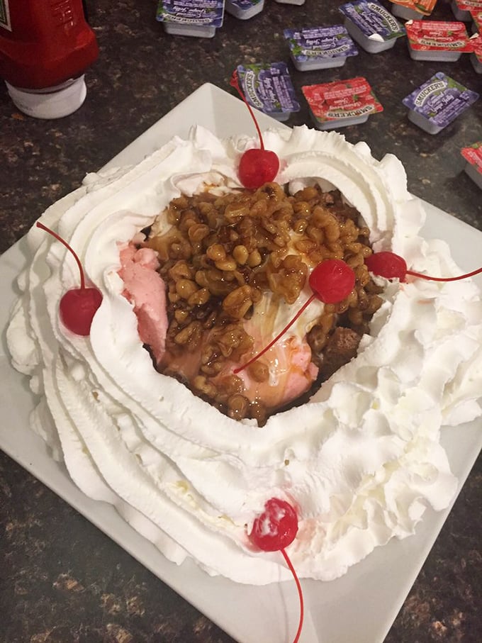 Not just a waffle sundae &ndash; it's an architectural masterpiece where ice cream, whipped cream, and walnuts achieve perfect harmony.