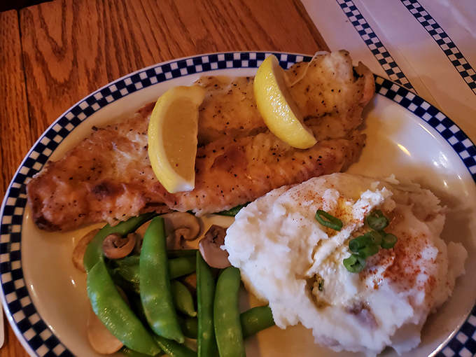 The star attraction: pan-fried walleye that flakes at the mere suggestion of your fork, served with mashed potatoes that clearly never came from a box.