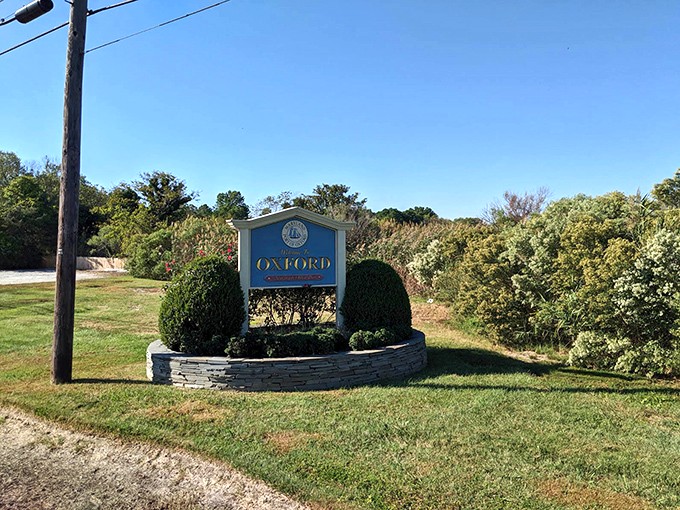 The welcome sign to Oxford stands proudly among manicured shrubs, like a well-dressed host inviting you to the Eastern Shore's most exclusive dinner party.