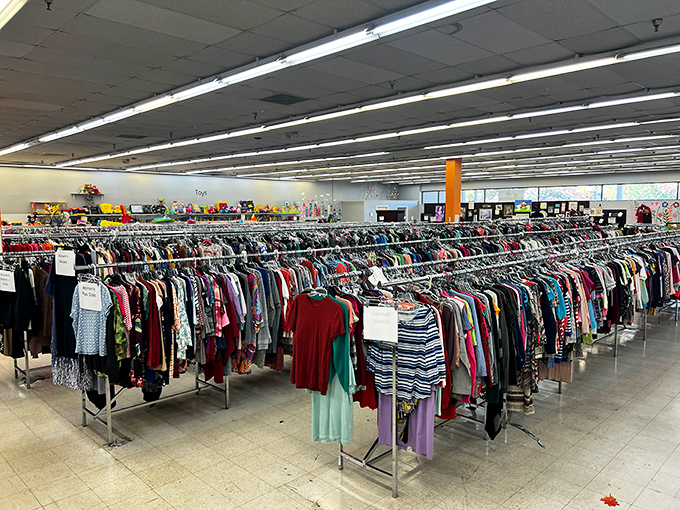 A textile sea stretches to the horizon. In this ocean of options, your next favorite outfit is patiently waiting to be discovered.