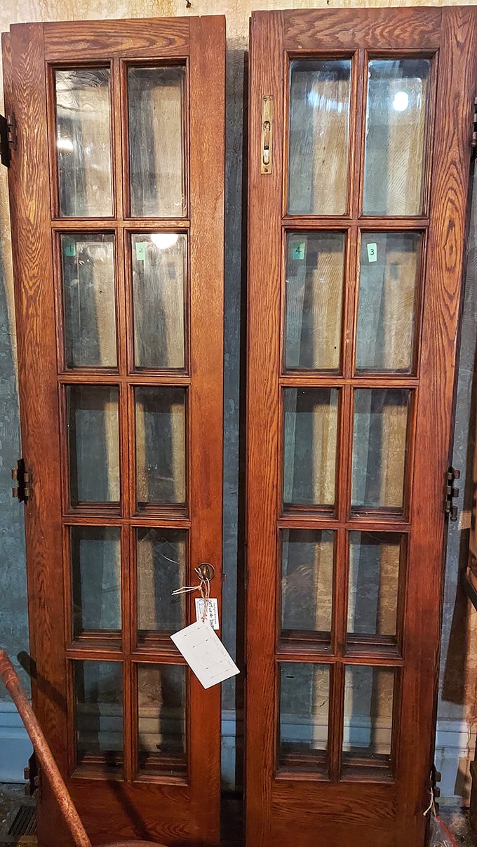 These aren't just doors&mdash;they're portals to the past. Beautifully preserved oak with original hardware, waiting for their next chapter.