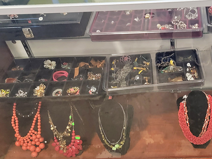 Jewelry cases filled with forgotten treasures&mdash;where someone's discarded accessories become your conversation-starting statement piece at a fraction of retail prices.