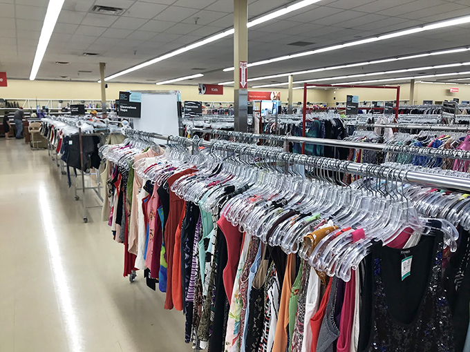 Clothes as far as the eye can see! This textile treasure trove is where fashion goes for its second act. Time to play dress-up, grown-up style.