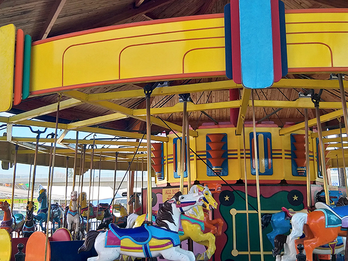 Not just bargains but memories! The vintage carousel offers a nostalgic spin for kids and the young-at-heart between treasure-hunting expeditions.