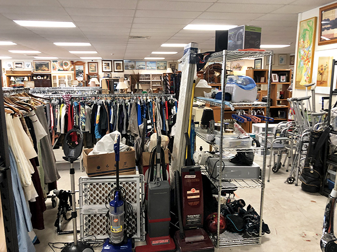 The appliance section: where vacuum cleaners await their second act and golf clubs dream of Florida fairways rather than dusty storage closets.