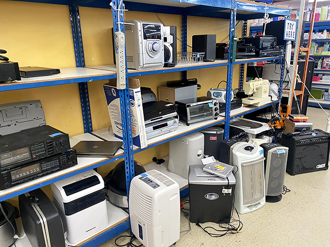 From bread makers to sewing machines, this electronics graveyard is where good intentions come to find new homes.