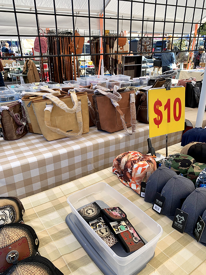 Handbag heaven or leather lover's dream? At $10 a pop, these purses cost less than the lunch you'll skip to buy two.
