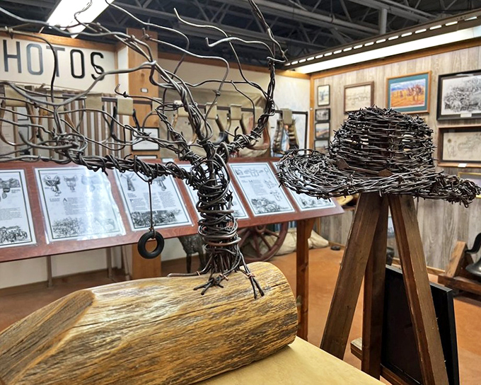 Who knew barbed wire could become art? This spiky deer sculpture transforms the tool that tamed the West into something surprisingly beautiful. 